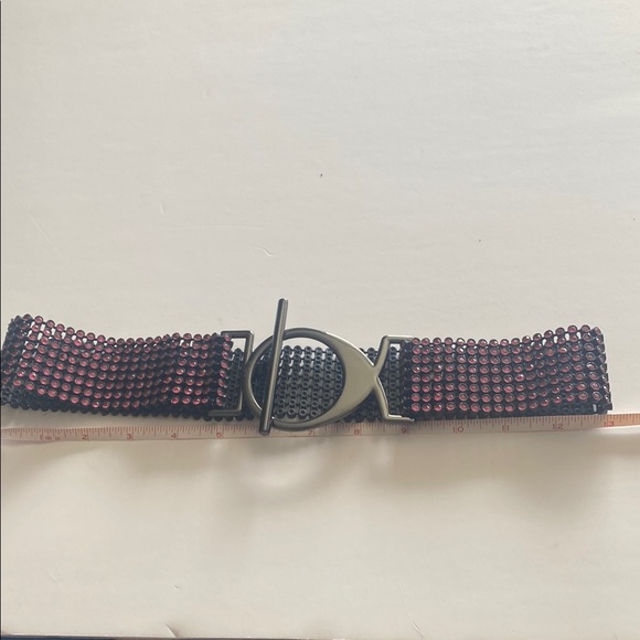 Accessories | Stylish Black Metal Pink Gem Belt | Poshmark